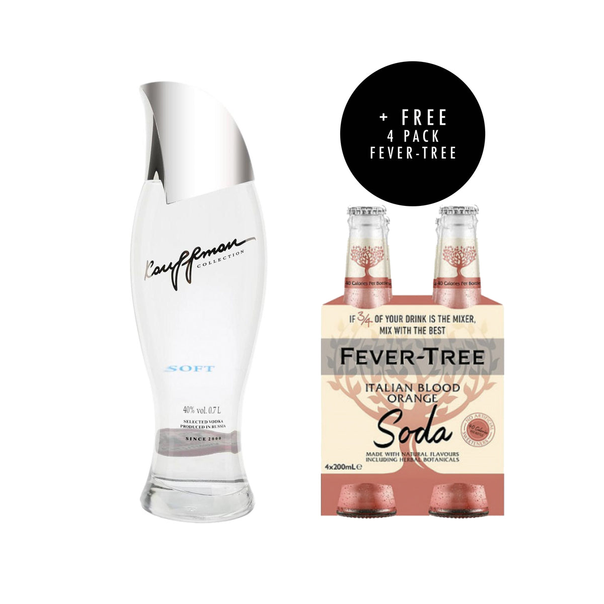 Kauffman Vodka 700ml + Free 4 Pack Fever Tree Blood Orange Soda — Kent ...